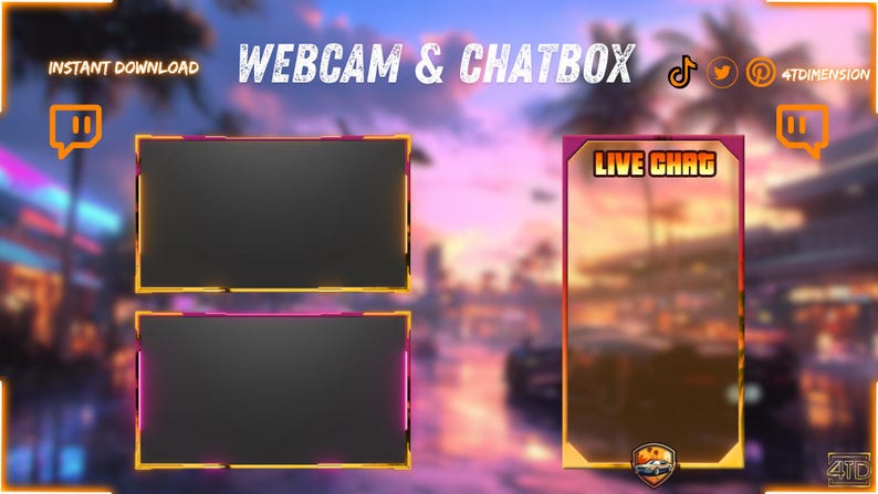 Animated Stream Pack Urban Vice Style, Stream Overlay Twitch, Webcam ...