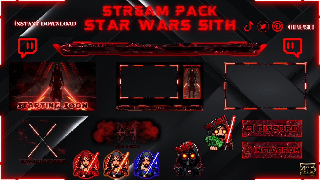 Animated Stream Pack Star Wars Sith, Twitch Overlay, Stream Overlay ...