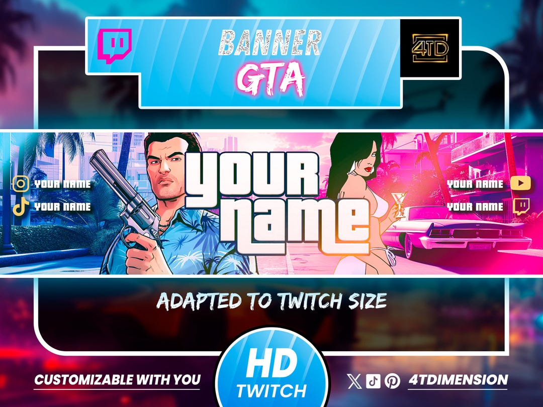 Twitch GTA Banner, Gaming Banner, Banner Gamer, Streaming Banner, GTA ...