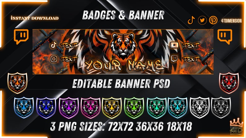 Animated Stream Pack Tiger, Stream Overlay, Webcam Overlay, Twitch ...