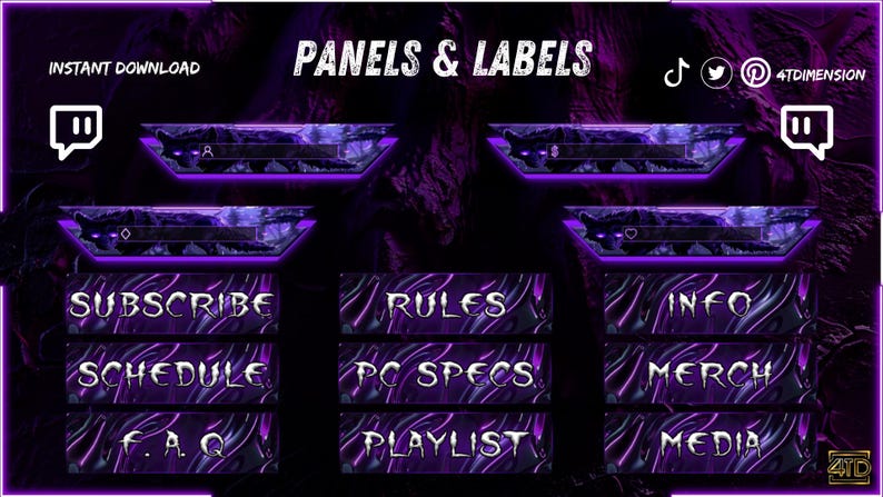 Animated Stream Pack Dark Wolf, Stream Overlay, Webcam Overlay, Twitch ...