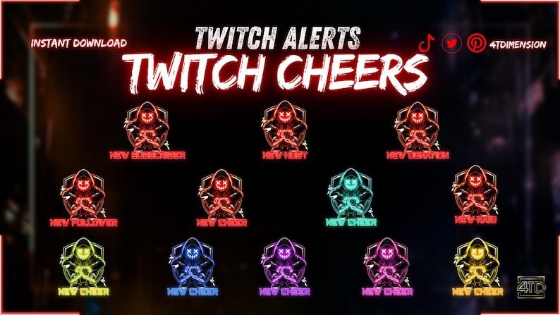 Cyberpunk Neon Animated Overlay Pack for Streaming: Twitch Overlays ...