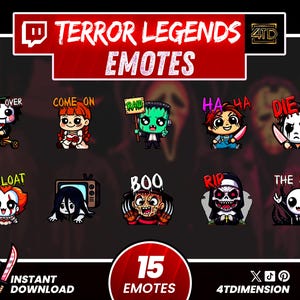 Horror Emotes for Twitch Streaming, Cute Killer Halloween Emote Pack ...