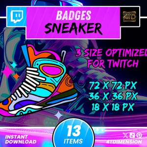 Twitch Sub Badges Sneaker Pack, Colorful Shoe Icons for Streamers, Cool ...