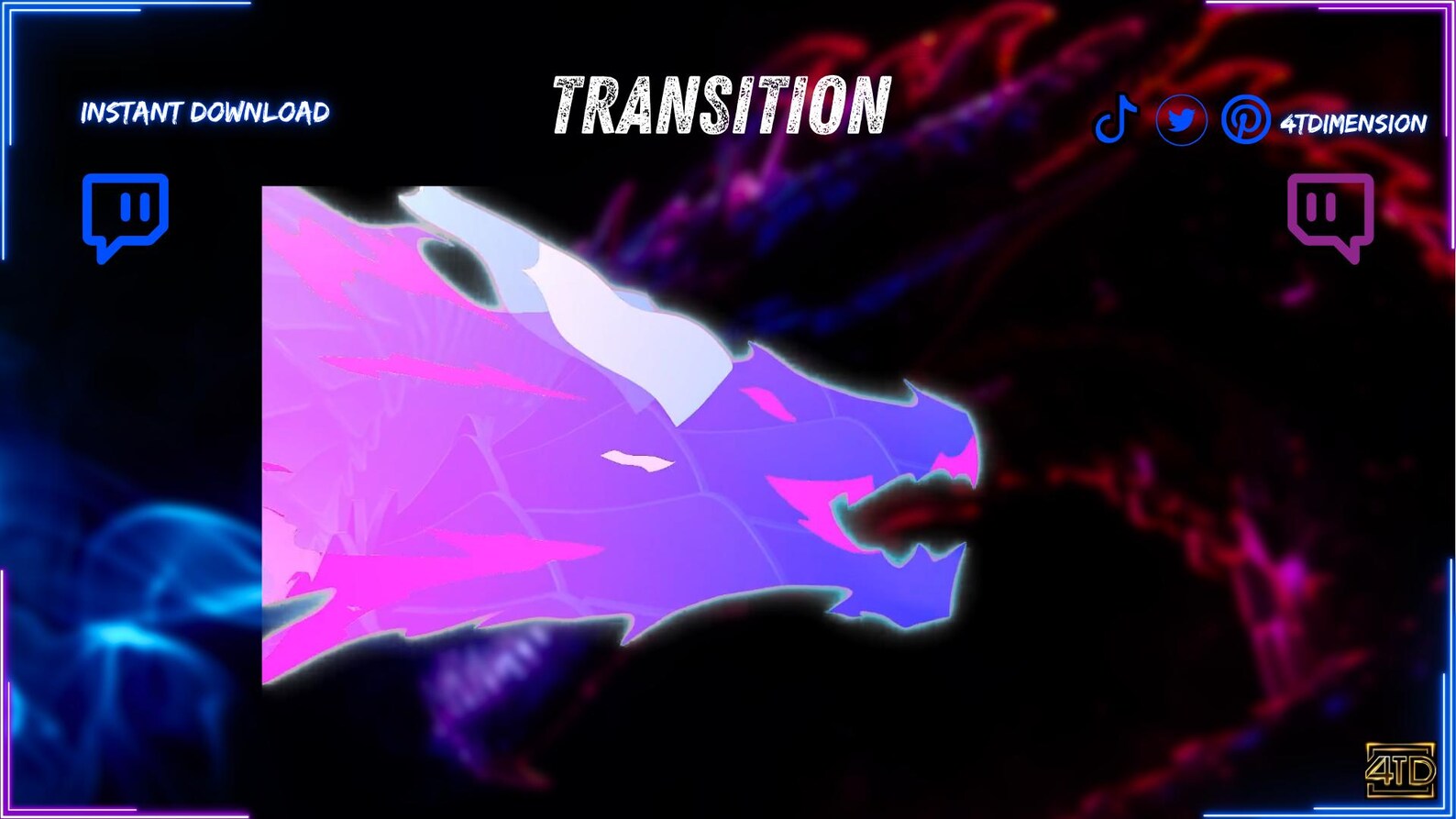 Pack de flux animé Radiant Dragon Neon, superposition de flux ...