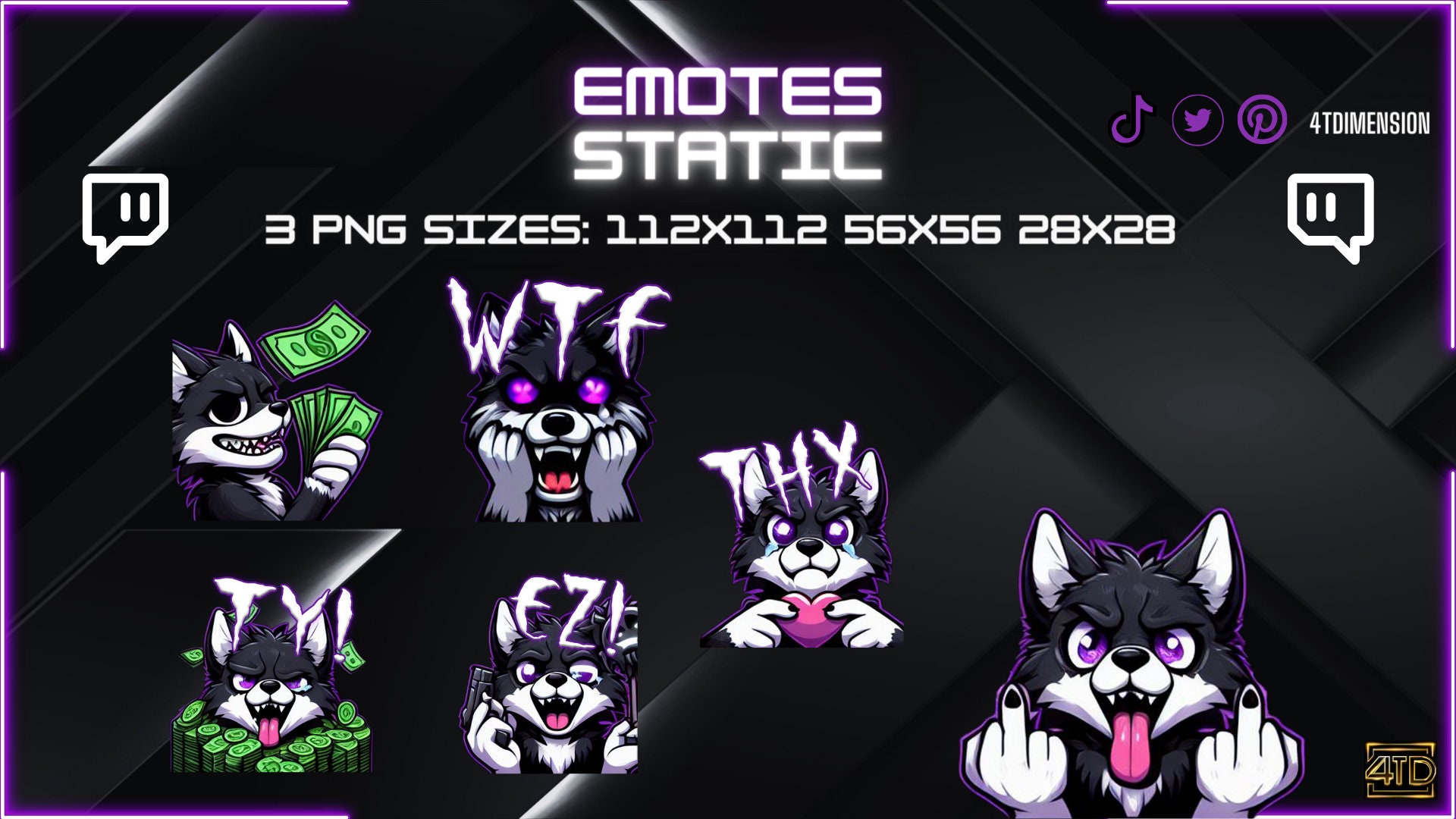 Animated Stream Pack Dark Wolf, Stream Overlay, Webcam Overlay, Twitch ...
