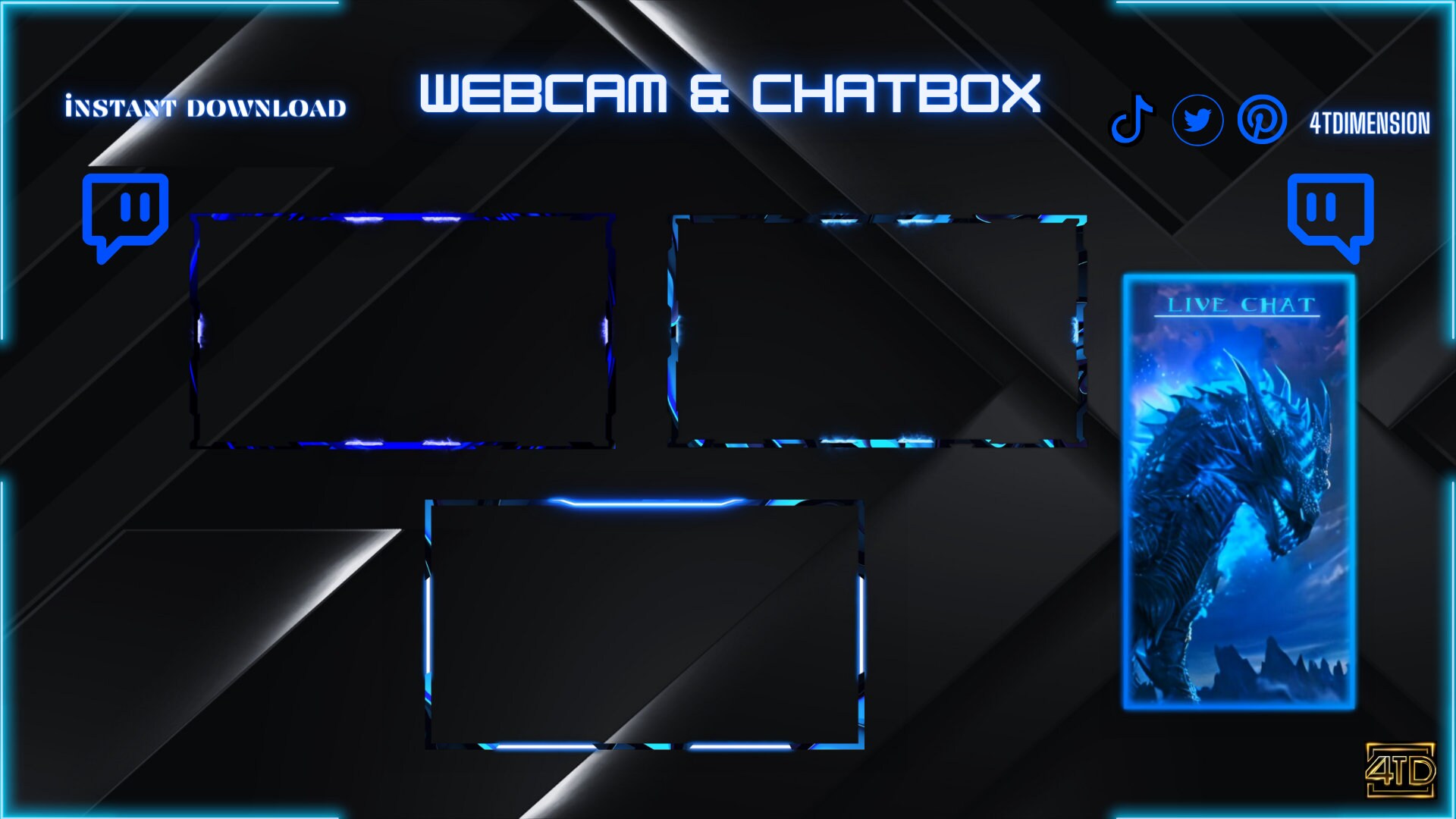 Animated Stream Pack Electric Dragon, Stream Overlay, Webcam Overlay ...