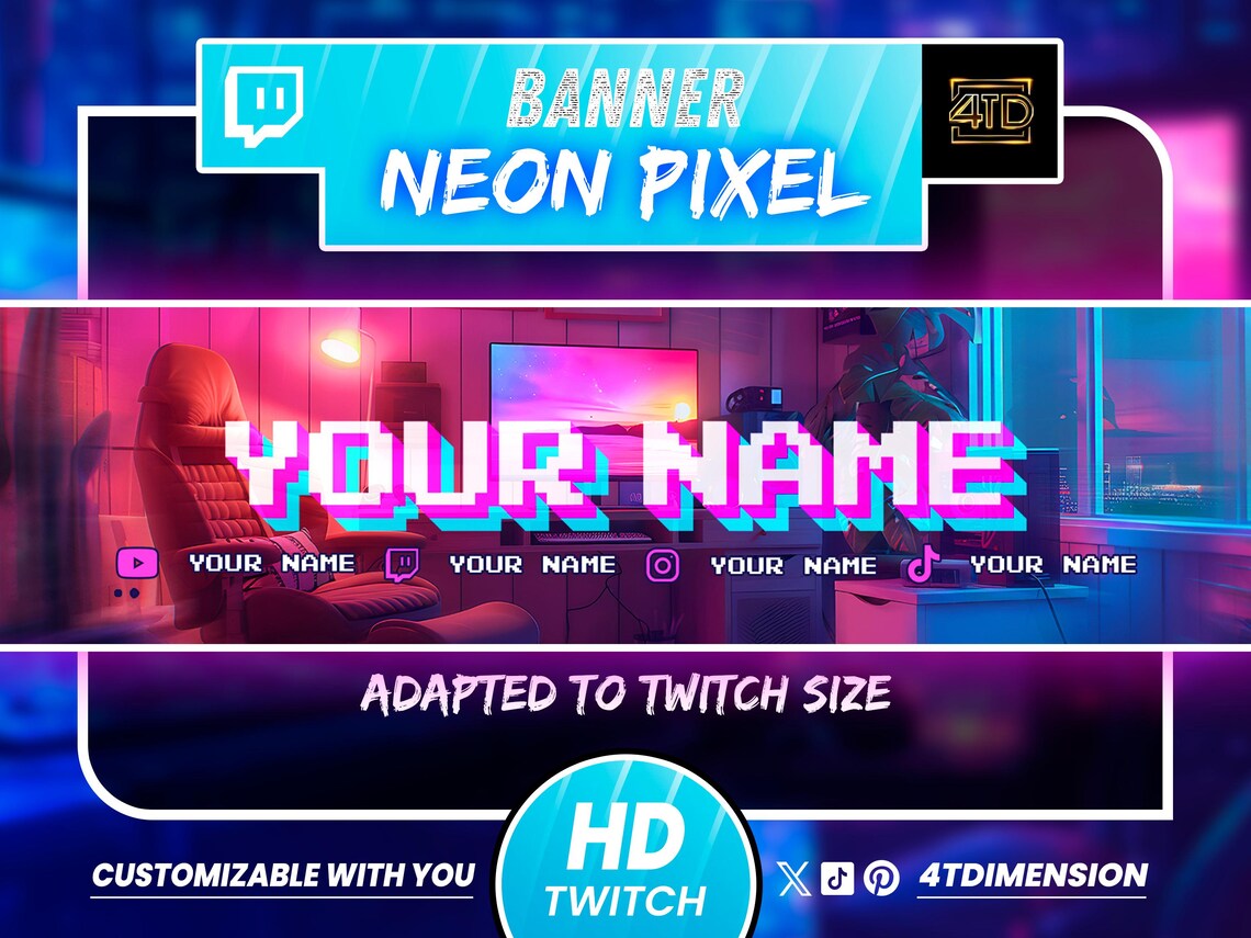Twitch Neon Banner, Gaming Banner, Banner Gamer, Anime Banner, Banner ...