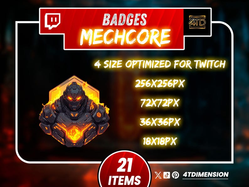 Mechcore Sub-badges for Twitch, Contraction Badges, Bit Badges, Sub ...