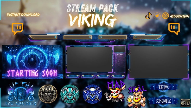 Animated Stream Pack Viking, Stream Overlay, Webcam Overlay, Twitch ...