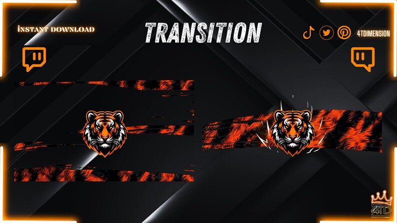 Animated Stream Pack Tiger, Stream Overlay, Webcam Overlay, Twitch ...