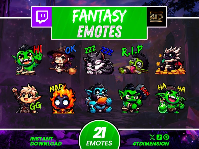 Animated Twitch Emotes : Epic RPG Emoji Pack for Streamers, Orcs, Elves ...