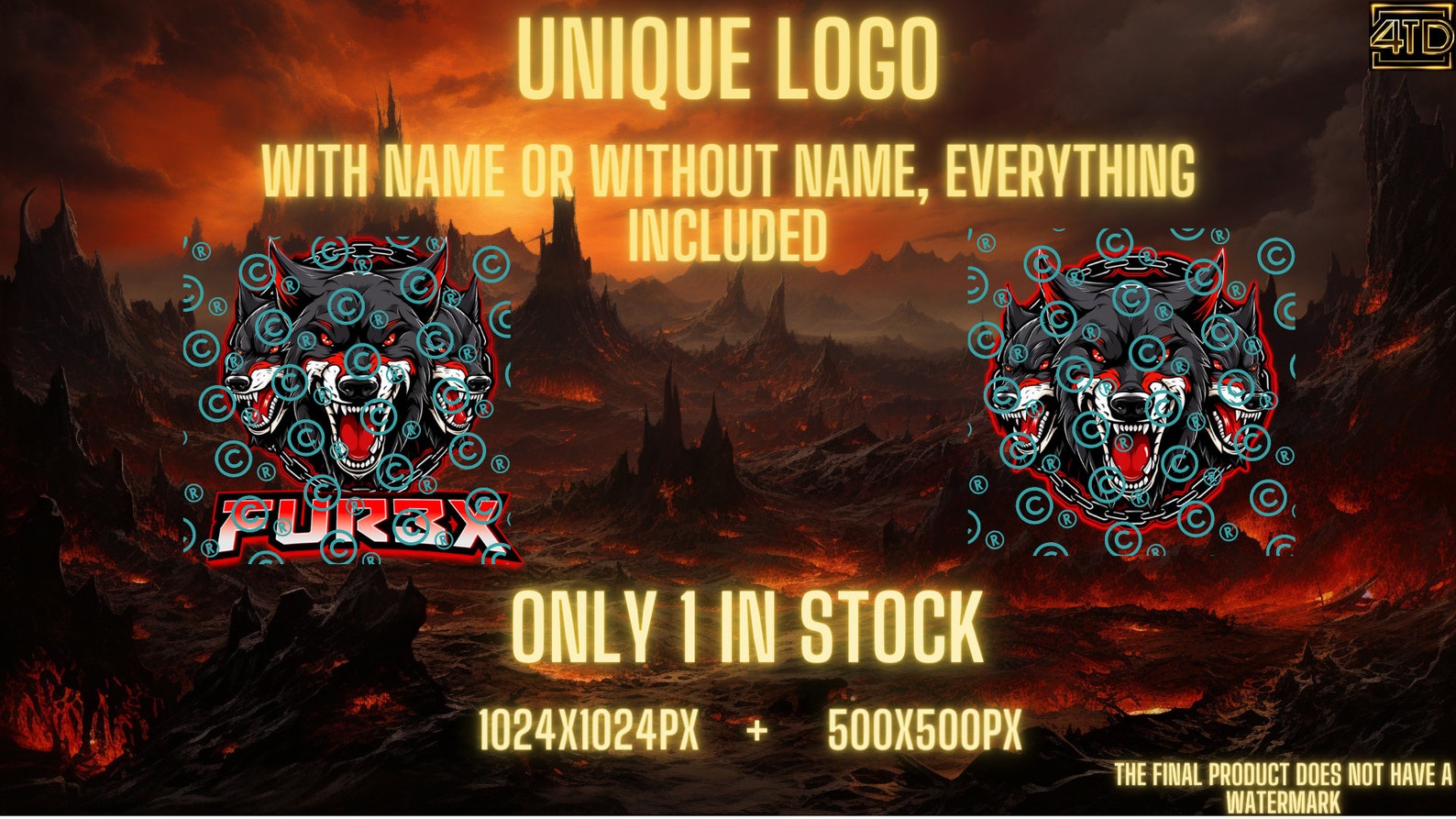 Logo Unique Cancerberus Dog Red & Black One Buyer Only Digital Download ...