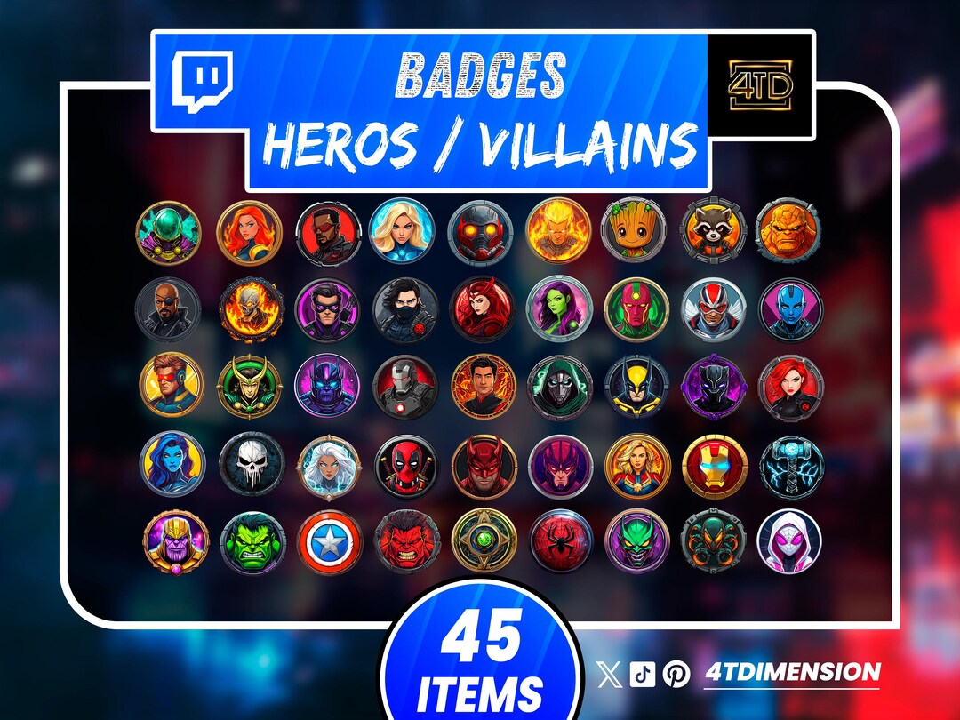 Super Heros and Villains Sub Badges, Contraction Sub Badges ...