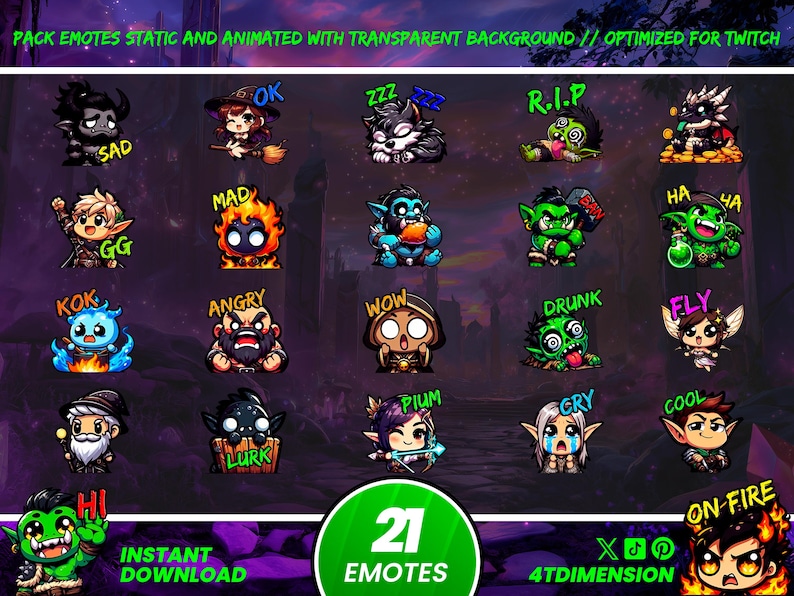 Animated Twitch Emotes : Epic RPG Emoji Pack for Streamers, Orcs, Elves ...
