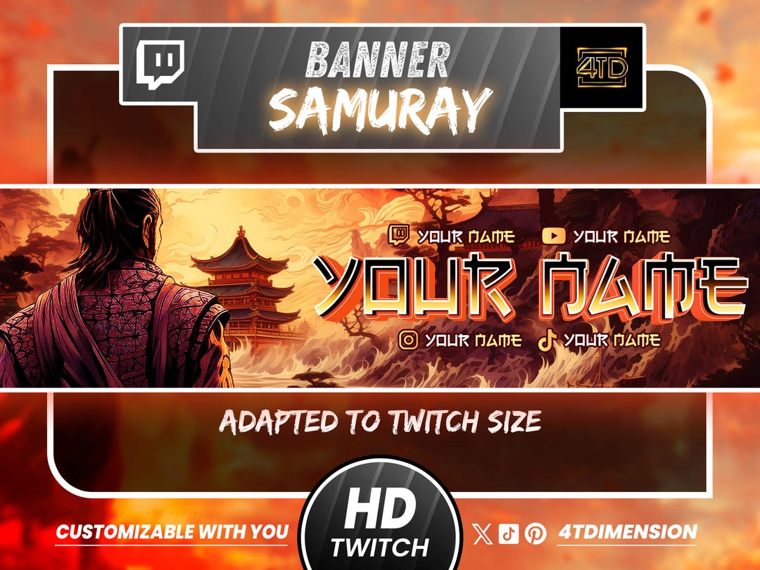Twitch Samuray Banner, Gaming Banner, Banner Gamer, Streaming Banner ...