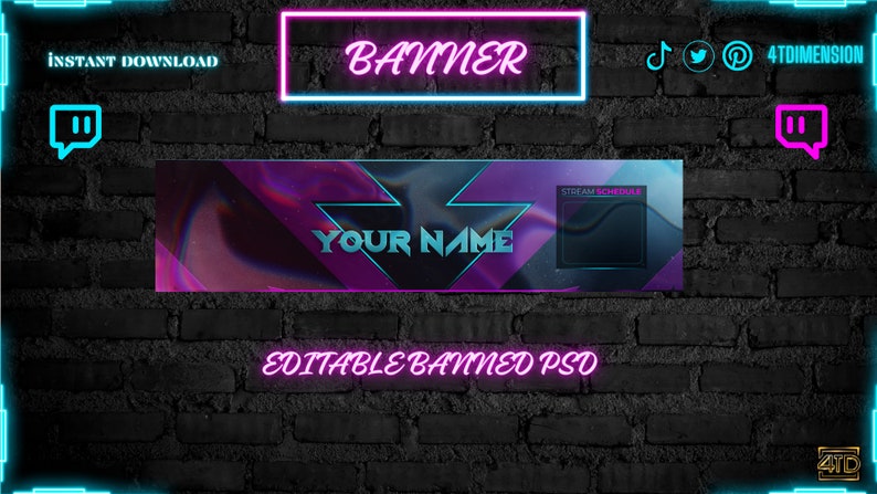 Stream Pack CYBERGLOW, Overlay, Twitch Panels, Animated, Chatbox ...