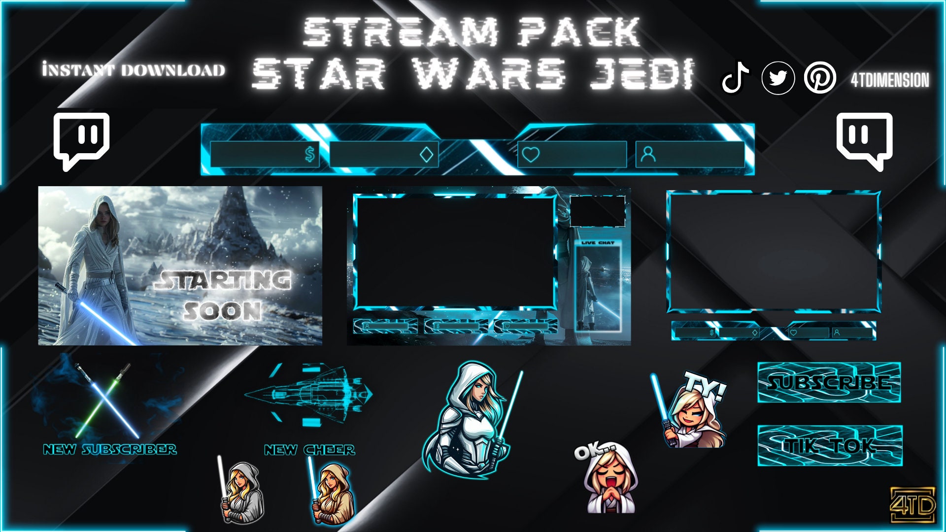Animated Stream Pack Star Wars Jedi, Stream Overlay, Webcam Overlay ...