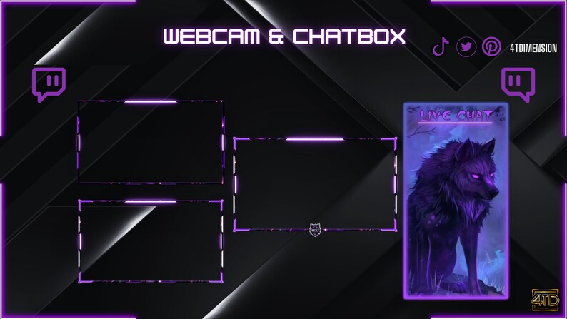 Animated Stream Pack Dark Wolf, Stream Overlay, Webcam Overlay, Twitch ...