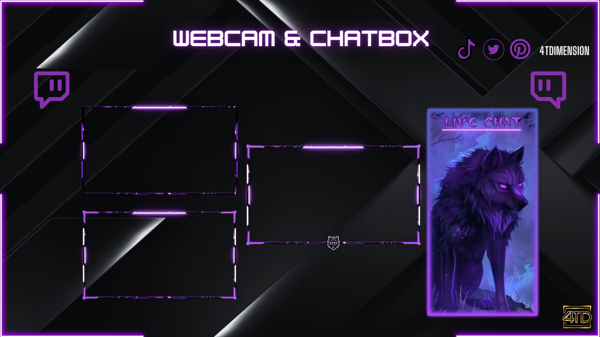 Animated Stream Pack Dark Wolf, Stream Overlay, Webcam Overlay, Twitch ...