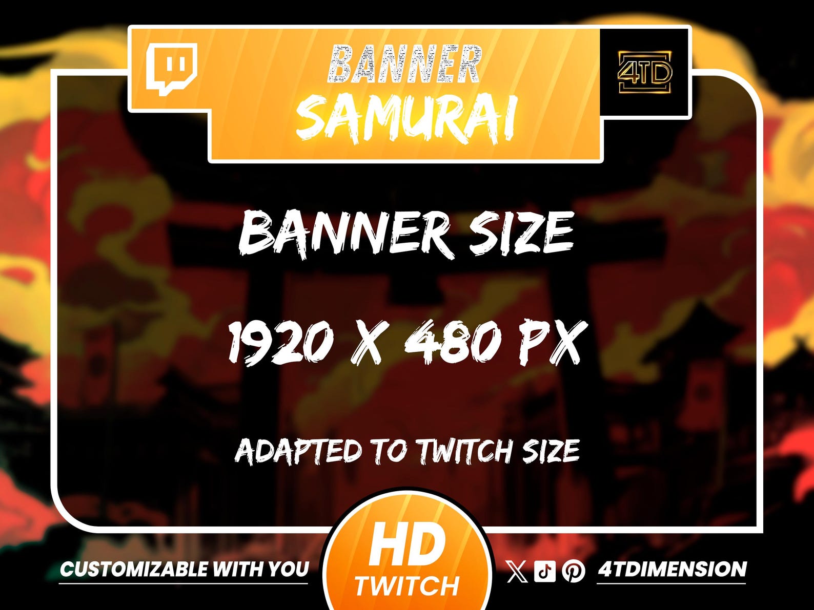 Twitch Samurai Banner, Gaming Banner, Banner Gamer, Streaming Banner ...