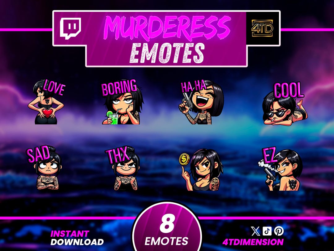 Twitch Emotes Female Assassin Girl Style, Dark Aesthetic Emotes for ...