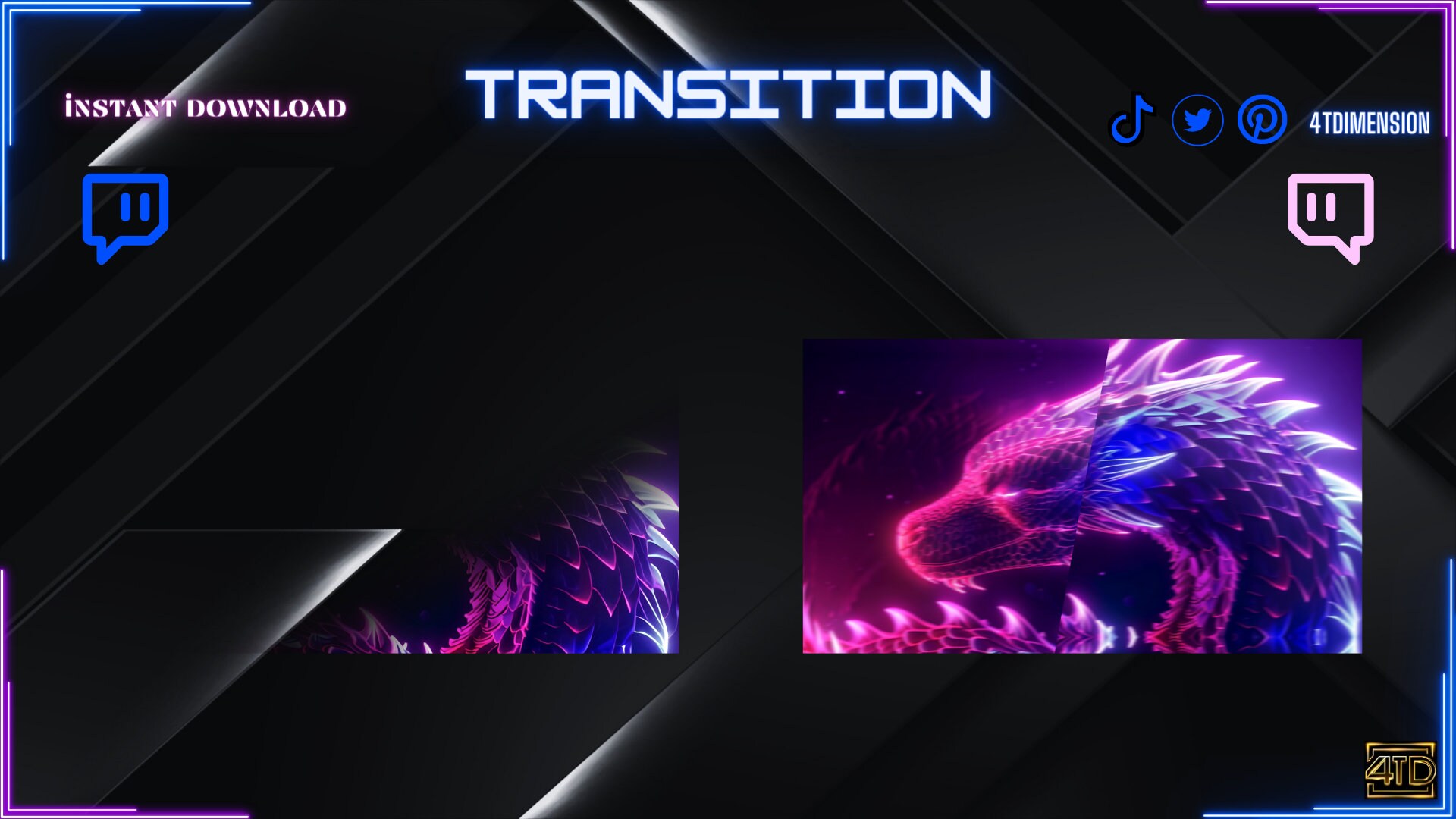 Animated Stream Pack Radiant Dragon Neon, Stream Overlay, Webcam ...
