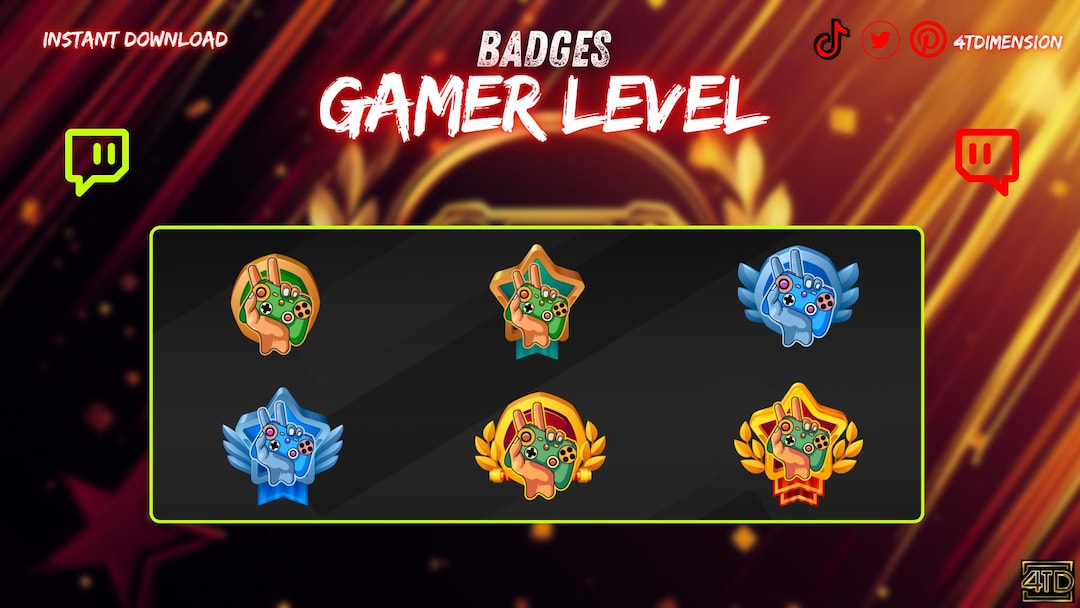 Gamer Level Bit Badges / Twitch Badges, Gamer Sub Badges, Twitch Sub ...