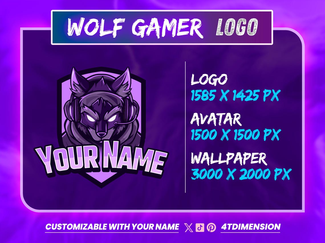 Twitch Wolf Logo, Gaming Logo, Logo Design, Mascot Logo, Streaming Logo ...