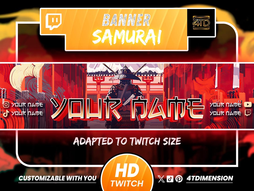 Twitch Samurai Banner, Gaming Banner, Banner Gamer, Streaming Banner ...