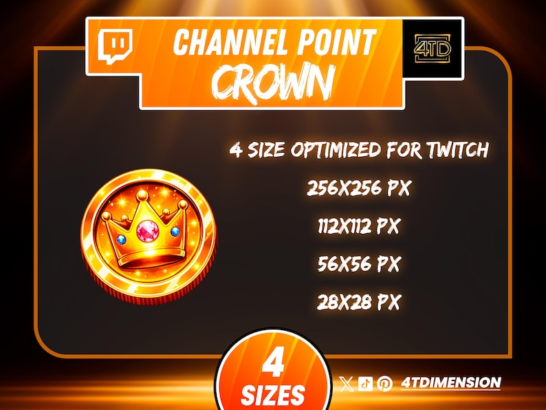 Twitch Channel Point Golden Crown, Stream Reward Icon for Streamer and ...