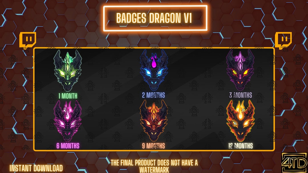 Dragon Sub Badges / Drake Sub Badges / Dragon Bagdes / Dragons Bit Badges / for Twitch Streaming ...