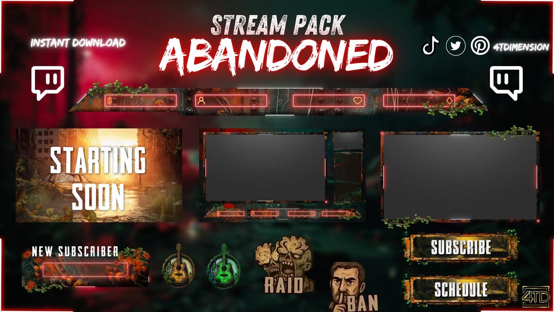 Animated Stream Pack Post-apocalyptic Survivor, Stream Overlay Twitch ...
