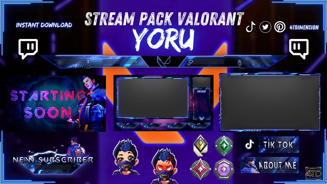 Animated Stream Pack Valorant Yoru, Stream Overlay, Webcam Overlay ...