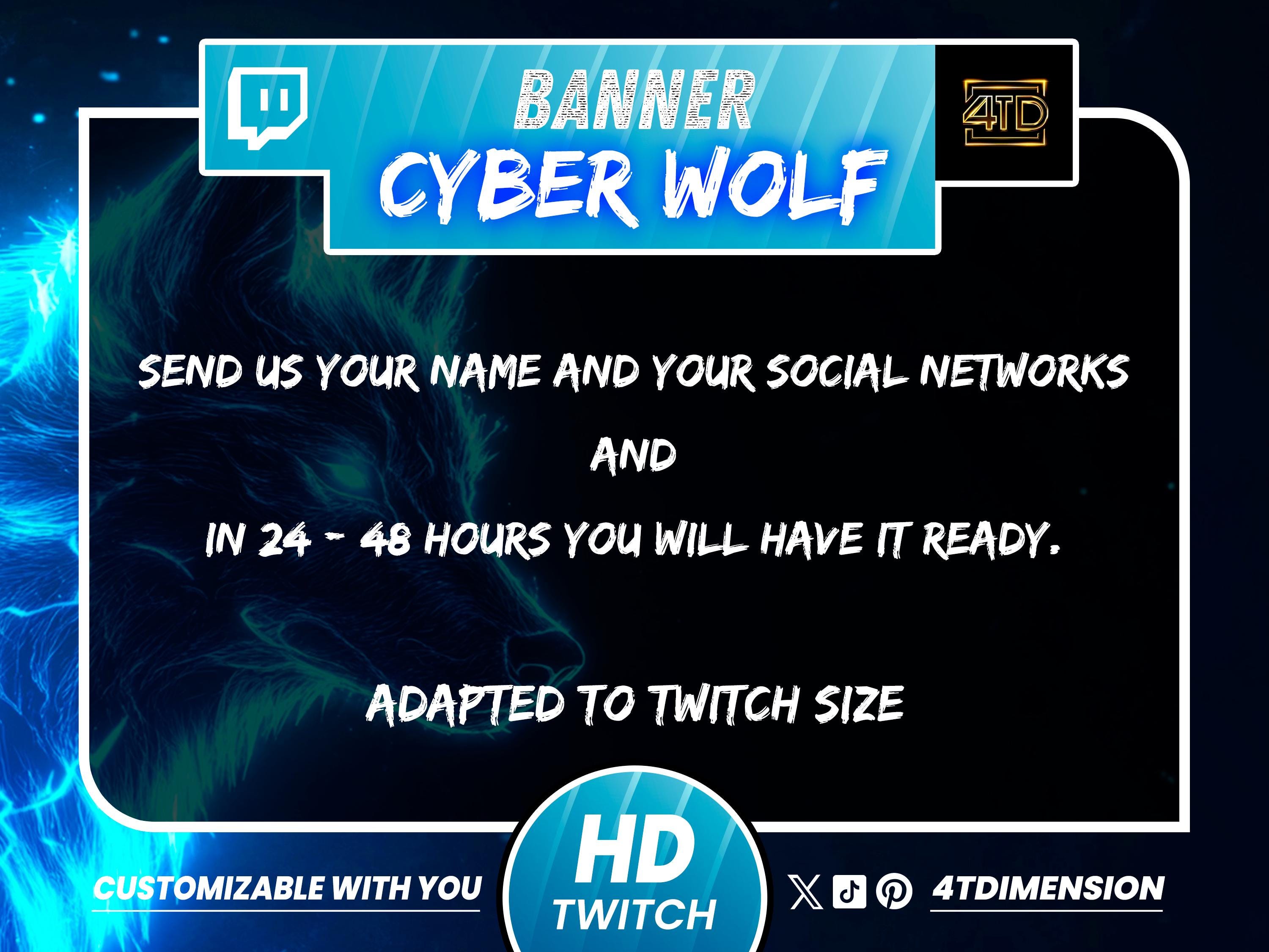 Twitch Cyber Wolf Banner, Gaming Banner, Banner Gamer, Streaming Banner ...