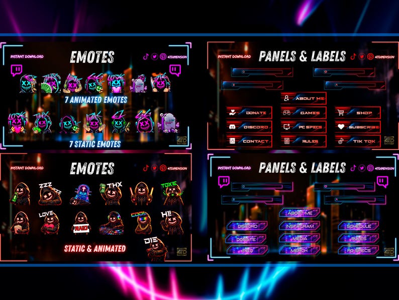 Cyberpunk Overlay Pack for Twitch: 2 Complete Packs, Including Scene ...