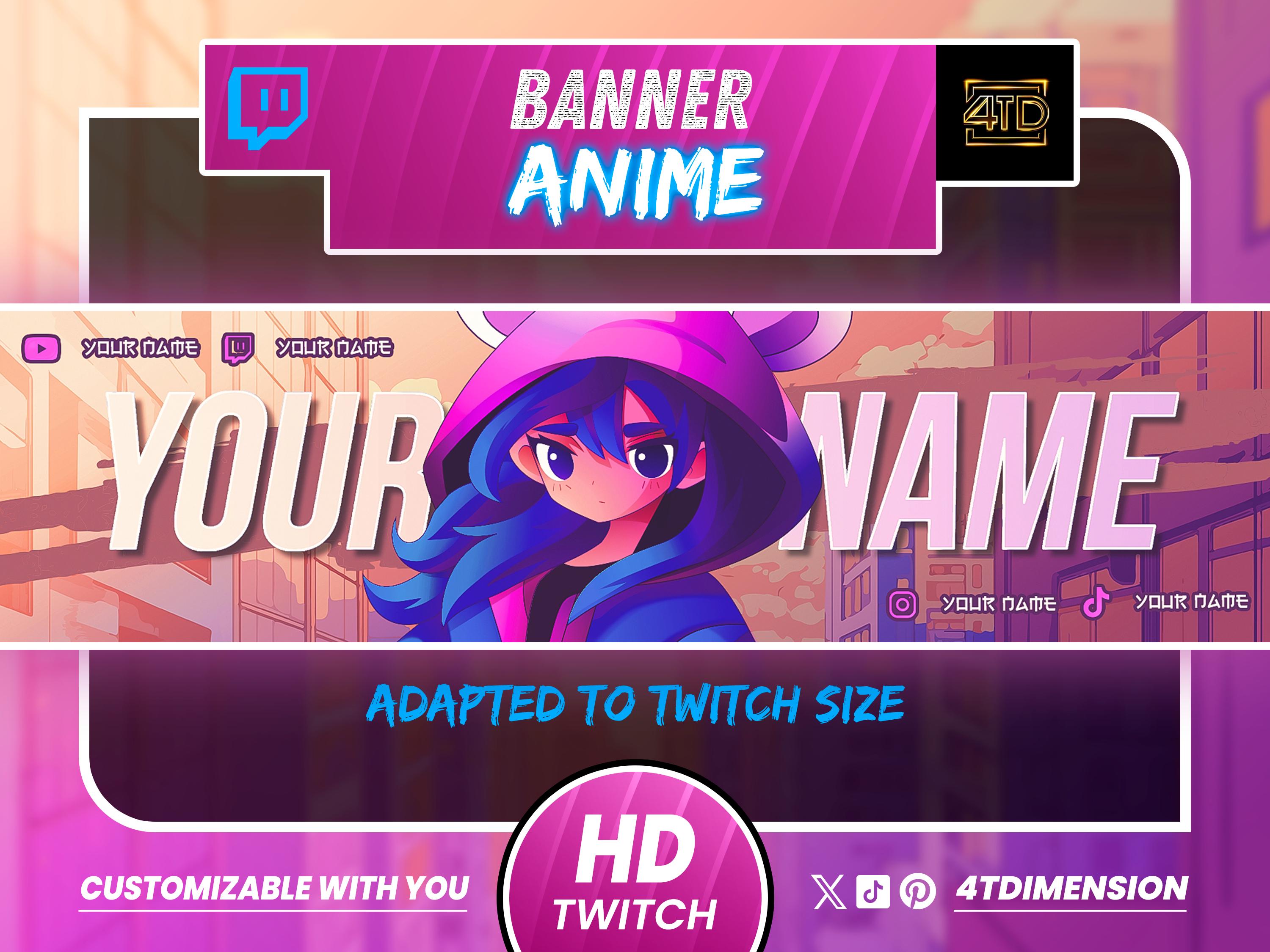 Twitch Anime Banner, Gaming Banner, Banner Gamer, Streaming Banner ...