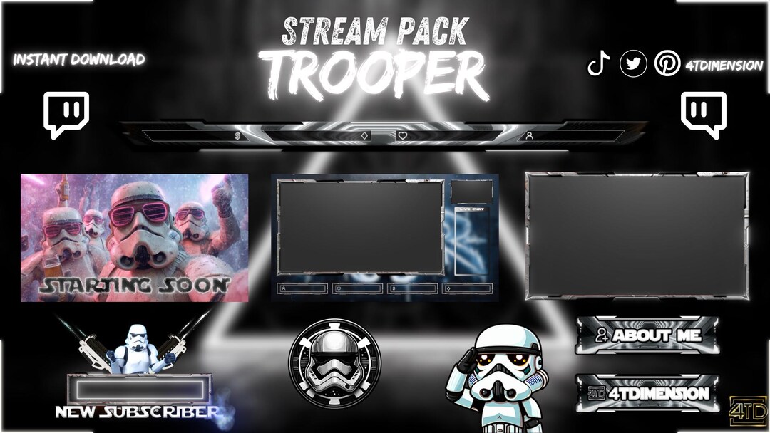 Animated Troopers Stream Overlay Pack, Twitch, YouTube, Kick, OBS ...