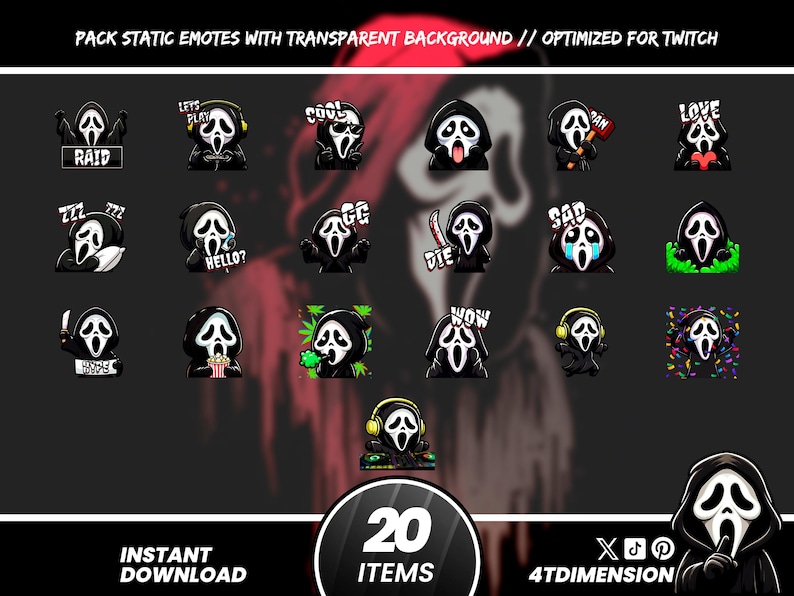 Scary Ghost Emotes for Twitch, Horror Stream Emotes Pack, Halloween ...