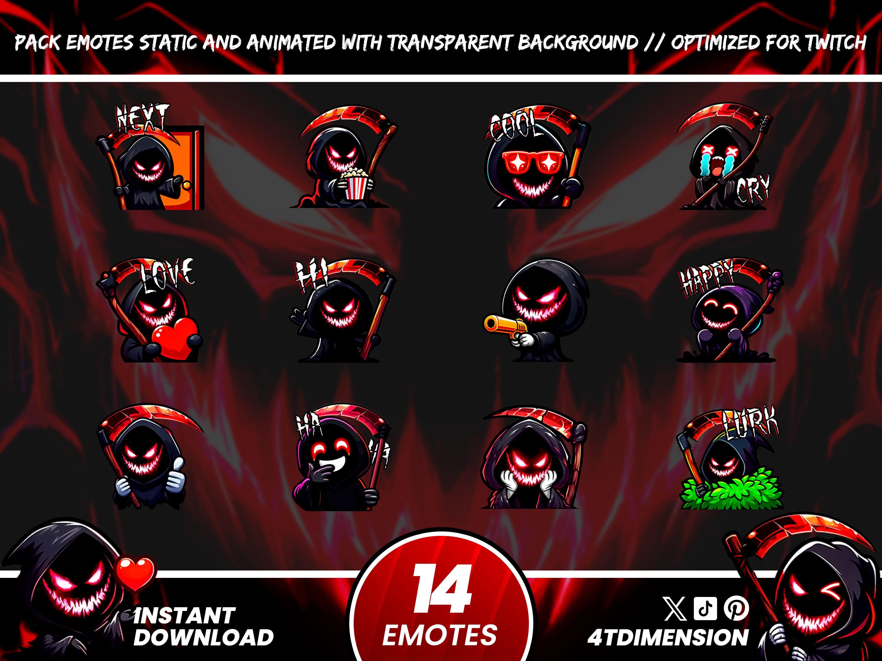 Reaper Emotes Animated Pack : Twitch Grim Reaper Emotes Bundle for ...