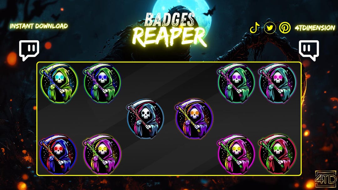 Reaper Bit Badges / Twitch Badges, Badges De Shinigami, Twitch Sub ...