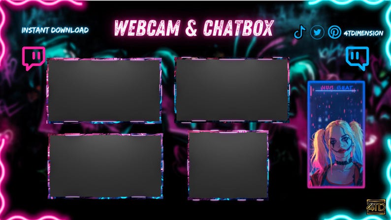 Animated Stream Pack Chaos Queen, Stream Overlay, Webcam Overlay ...