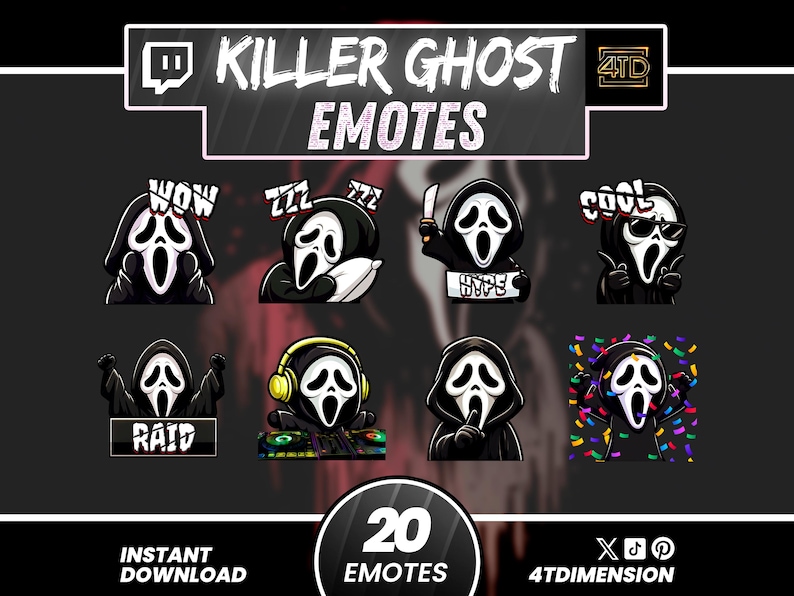 Scary Ghost Emotes for Twitch, Horror Stream Emotes Pack, Halloween ...