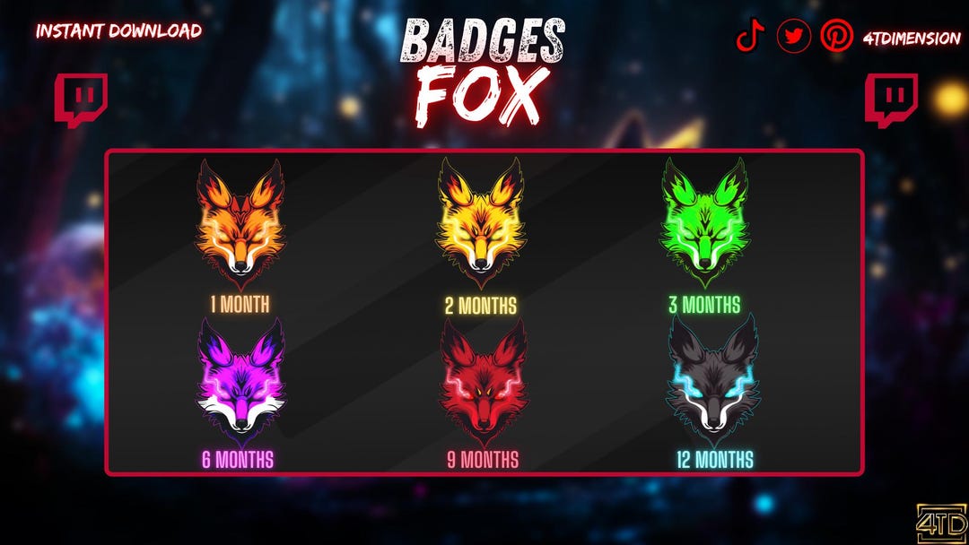 Fox Subbadges / Fox Subbadges / Fox Bags / Fox Bit Badges / for Twitch ...