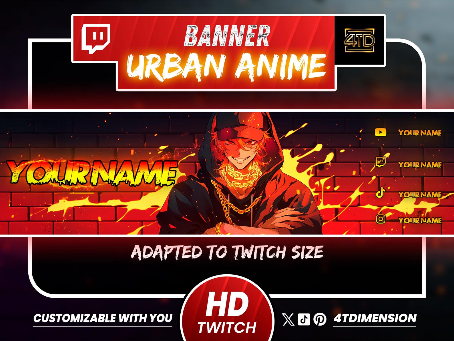 Twitch Anime Banner Urban Style, Graffiti Gamer Banner, Custom Twitch ...
