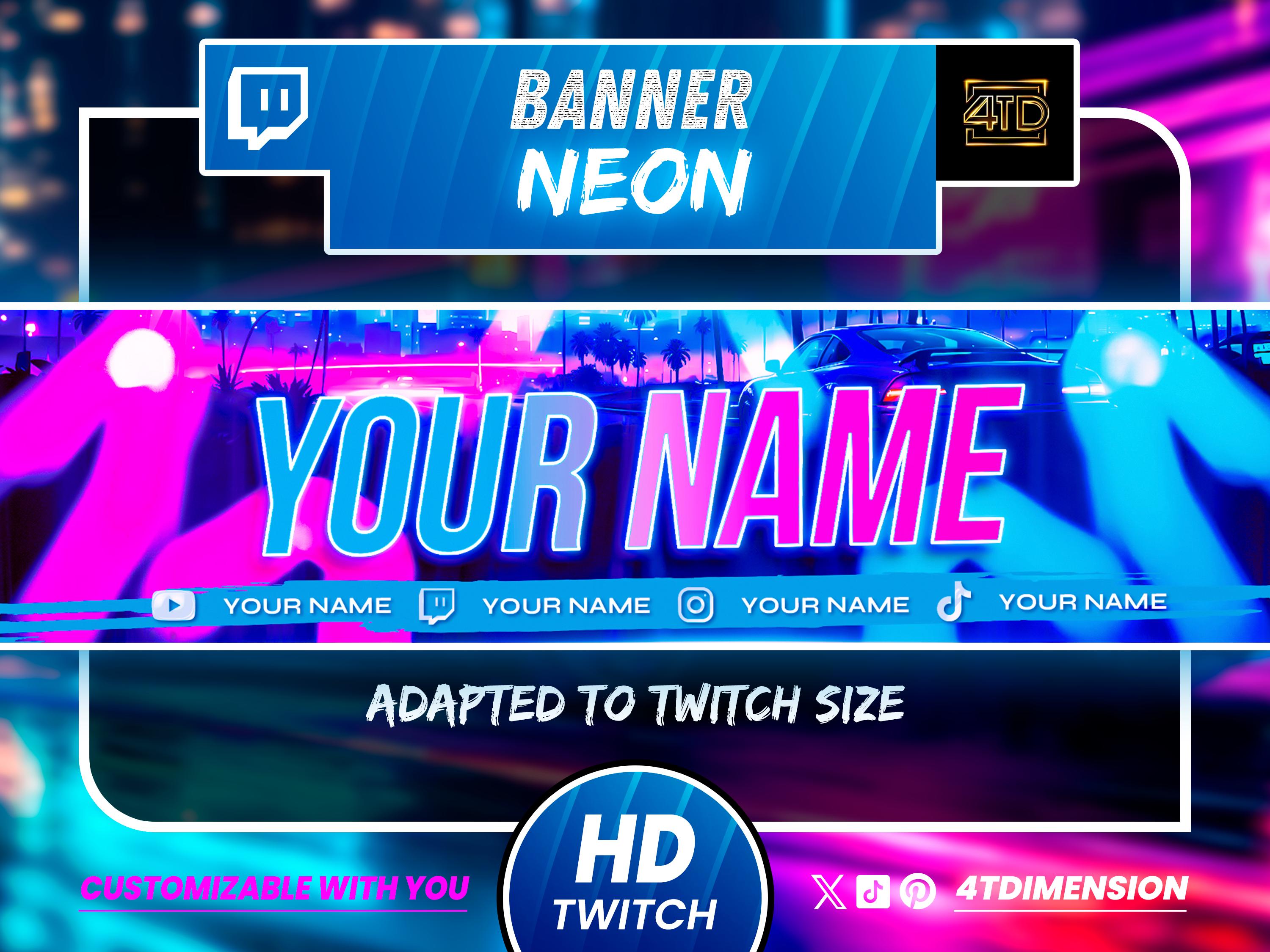 Twitch Futuristic Neon Banner, Gaming Banner, Banner Gamer, Streaming ...
