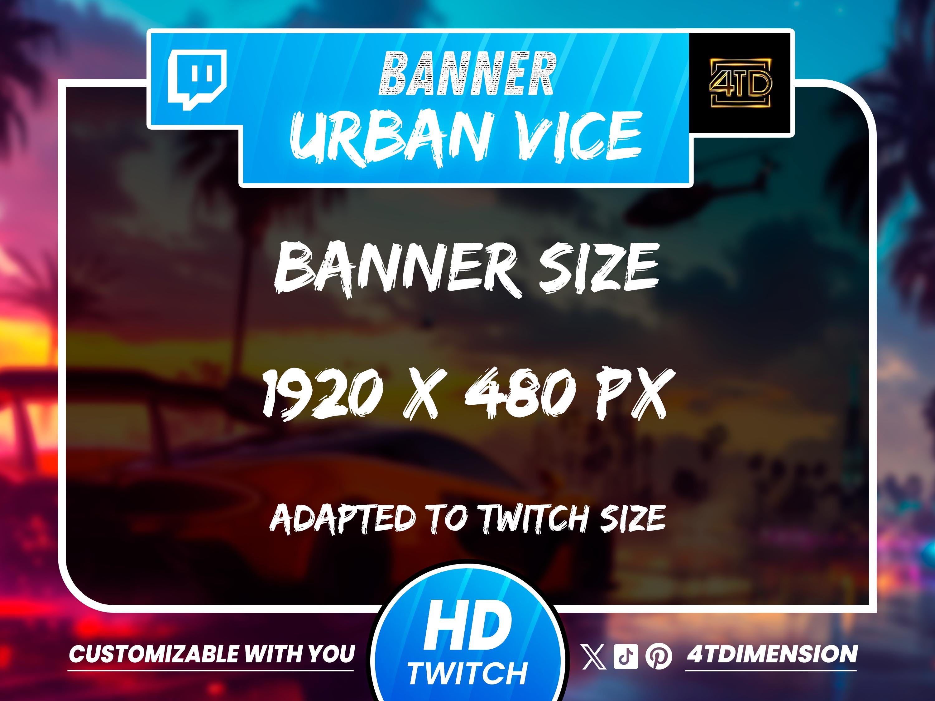 Twitch Urban Vice Banner, Gaming Banner, Banner Gamer, Streaming Banner ...