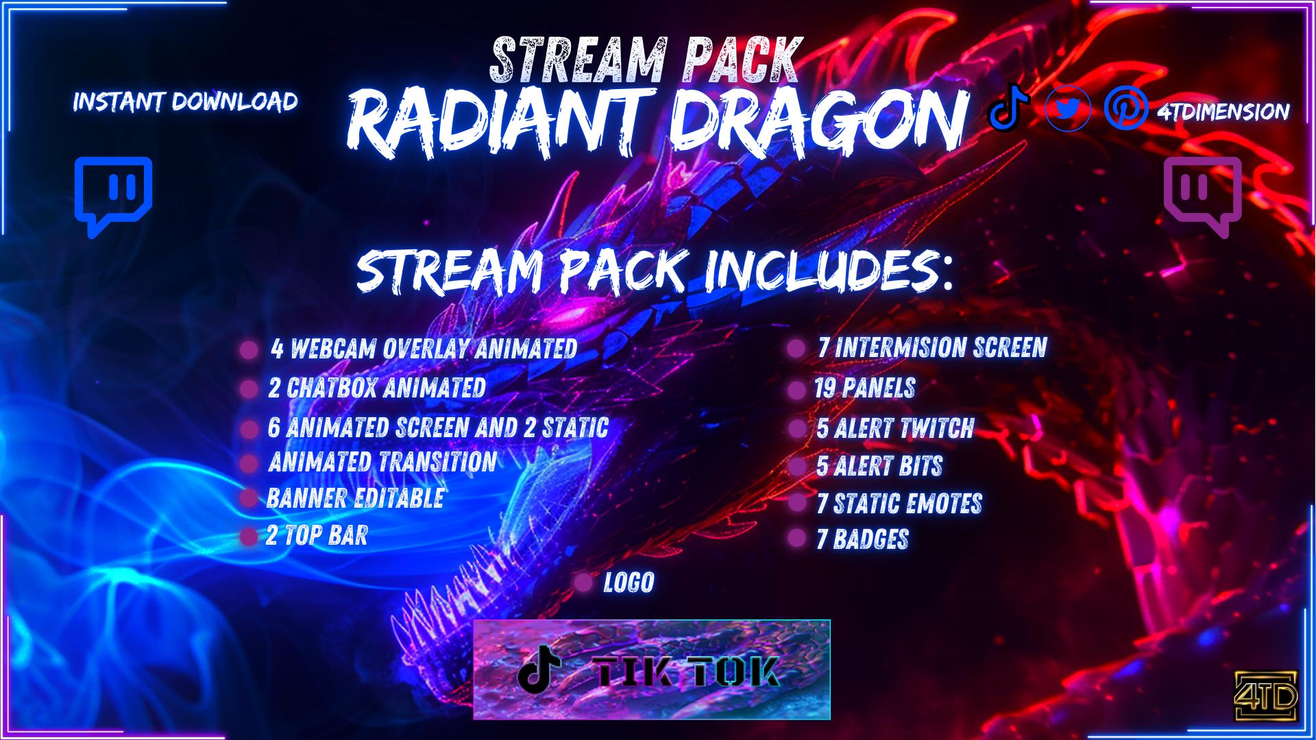 Pack de flux animé Radiant Dragon Neon, superposition de flux ...