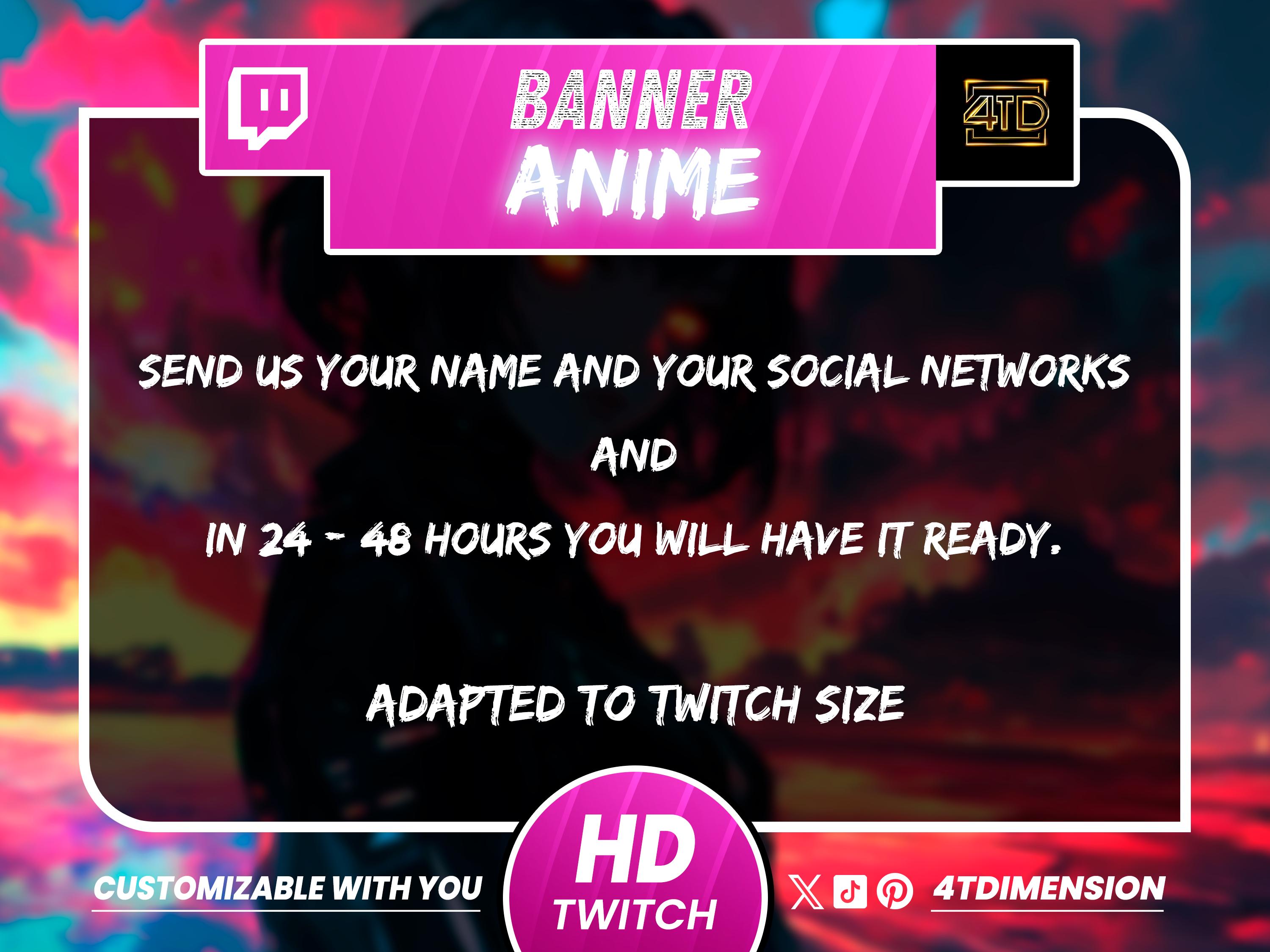 Twitch Anime Banner, Gaming Banner, Banner Gamer, Streaming Banner ...