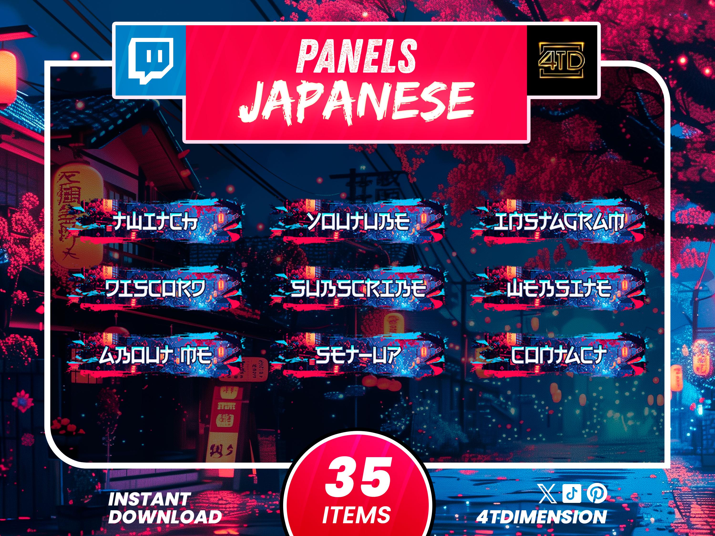 Anime Style Twitch Panels, Set of 35 PNG Buttons for Streamers ...